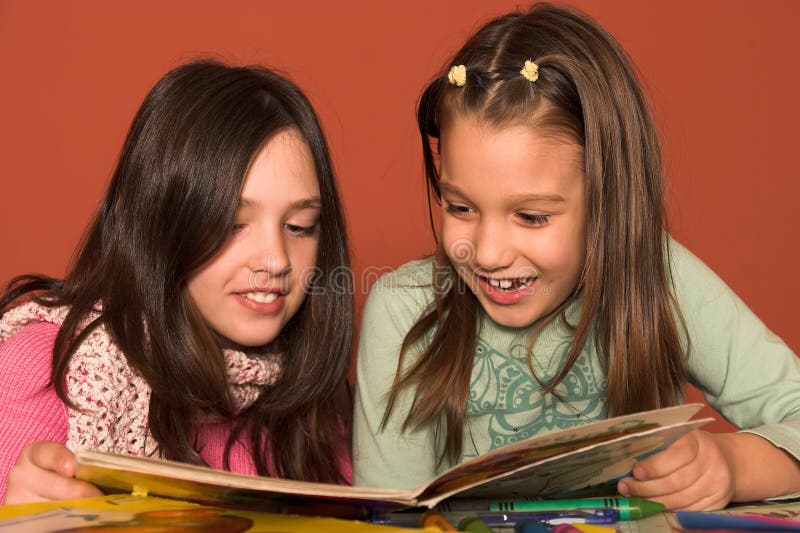 Girls reading book stock photo. Image of cute, class, reader - 2041048