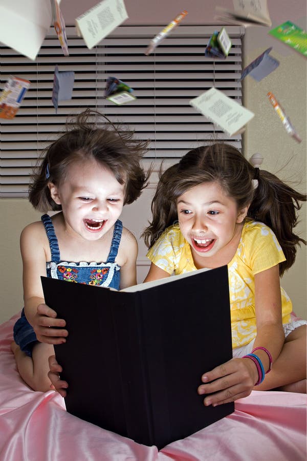 Two Toddlers Reading Together Stock Image - Image of education, family ...