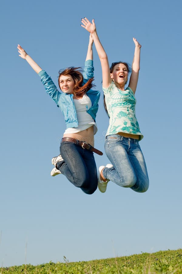Two Girls Running Along the Seashore Stock Image - Image of action ...
