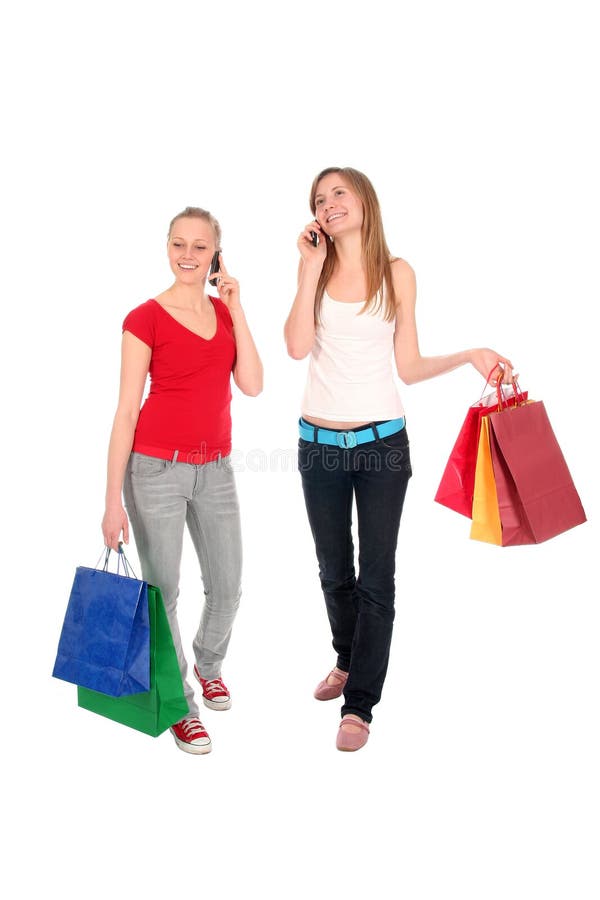 Girls with shopping bags stock photo. Image of people - 4095668