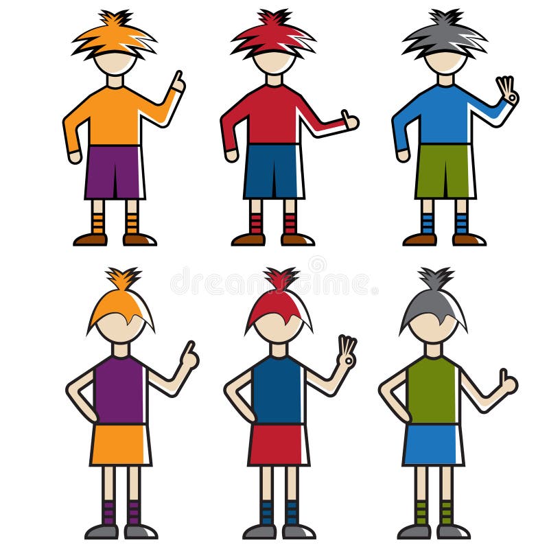 Girls Showing Hand Gestures Vector Illustration Stock Vector ...