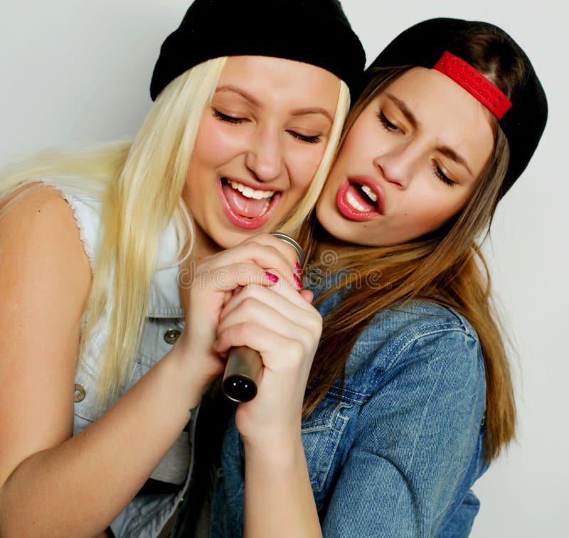 Girls singing stock image. Image of music, shot, hipster - 67949657