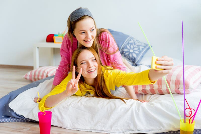 Girls at a sleepover stock image. Image of gossip, multiethnic - 103954785