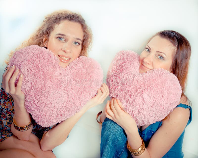 Girls with soft heart stock image. Image of teen, teeth - 18531709