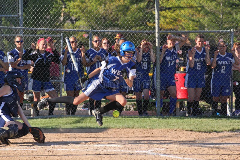Girl running in baseball stock photo. Image of child - 14018028