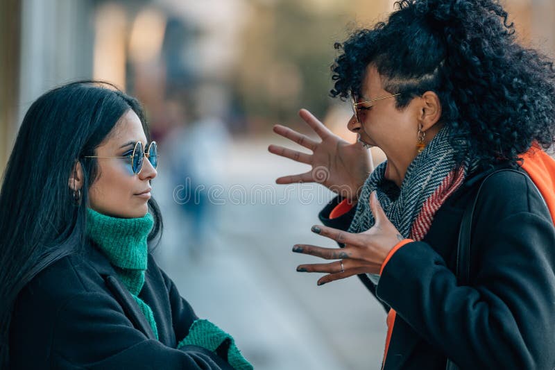 Girls on the Street Arguing Stock Image - Image of enemies, fighting ...