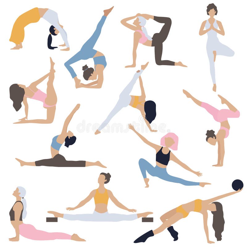 Girls stretching. stock vector. Illustration of adult - 239579482