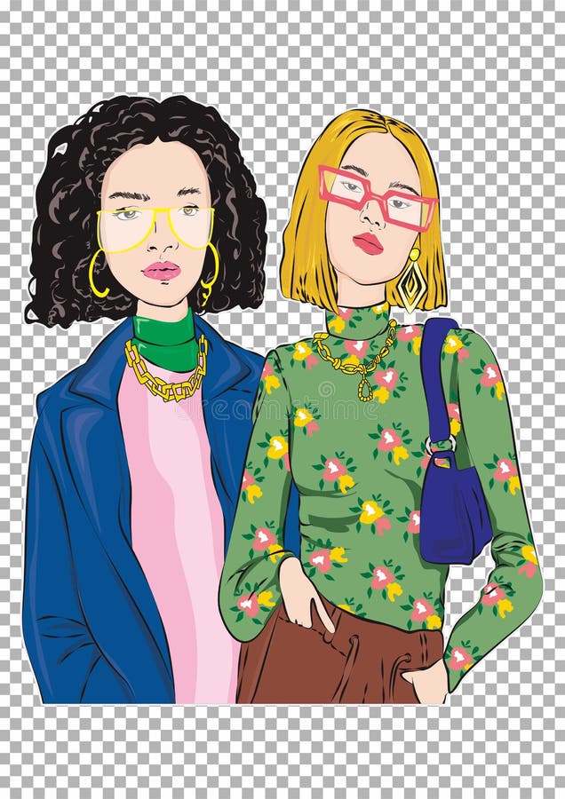 Girls in stylish outfits stock vector. Illustration of fashioned ...