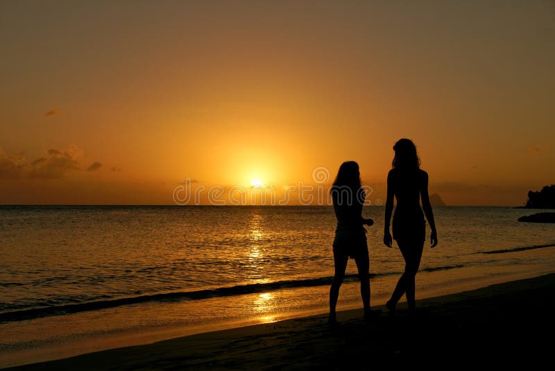 Girls at sunset stock image. Image of fire, color, night - 9116739