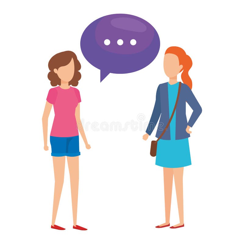 Girls Talking with Speech Bubble Stock Vector - Illustration of dialog ...