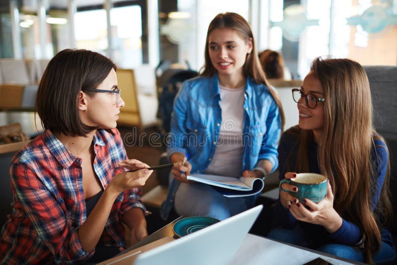 Girls talking stock image. Image of consulting, pretty - 76565797
