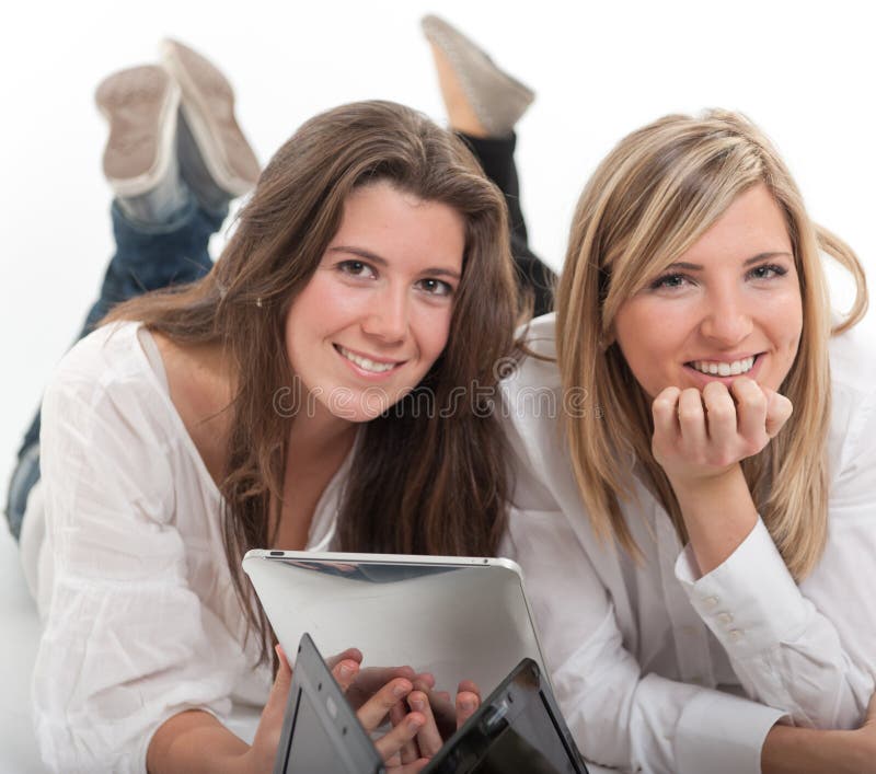 Girls and technology stock photo. Image of information - 49865782