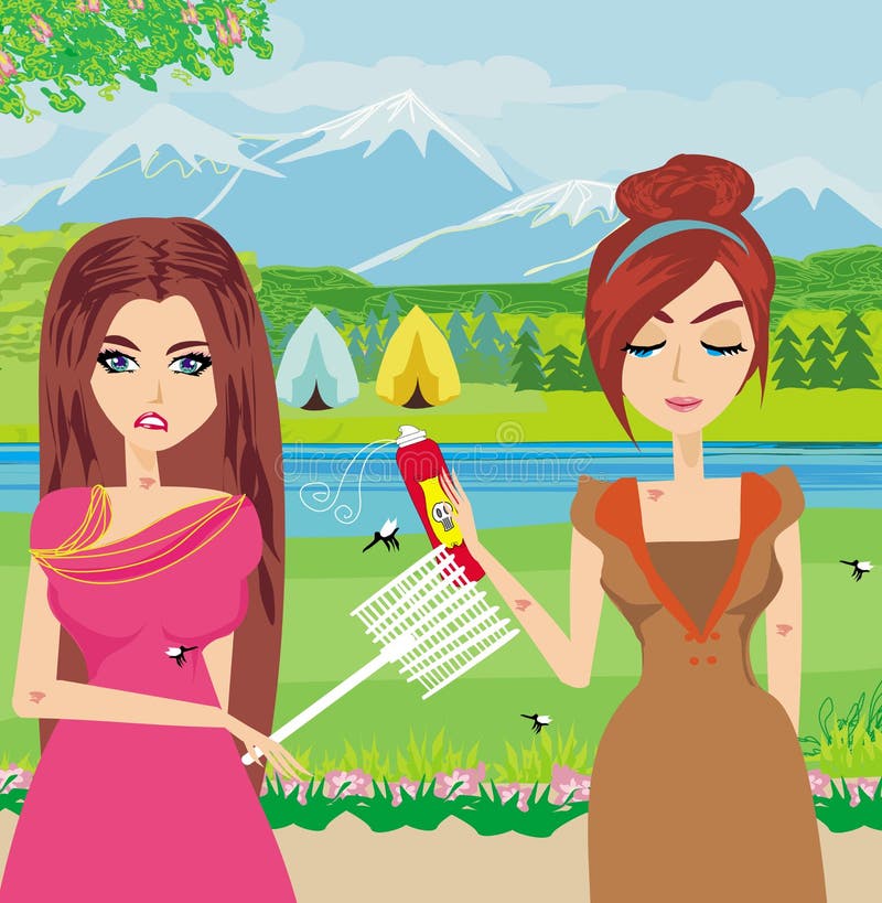 Girls Trying To Kill A Mosquito Stock Vector Illustration Of Kill