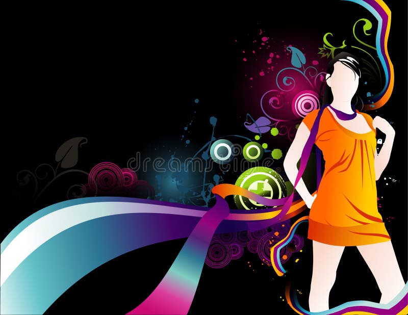 3D and Silhouette Girls Sign Stock Vector - Illustration of club, night ...