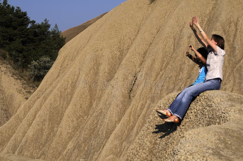 Girls on volcanoes stock image. Image of calmness, capturing - 10771429