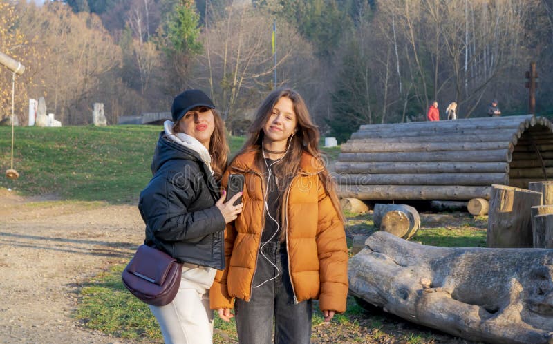 Girls are Walking in the Park. Stock Photo - Image of park, girls ...