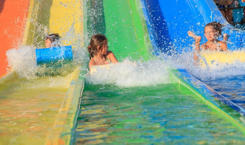Girls Having Some Water Slide Fun Stock Image - Image of extreme ...