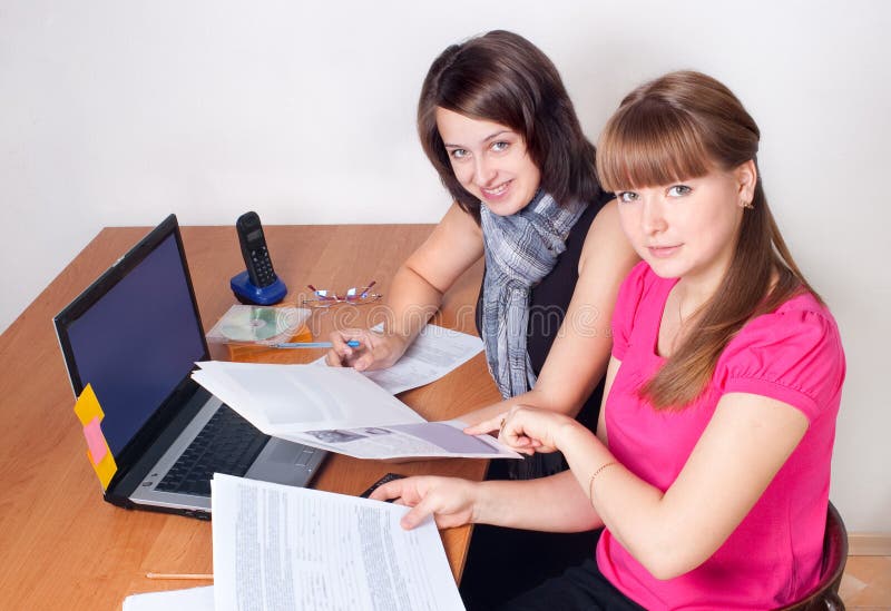 Girls work at office stock photo. Image of training, face - 16826844