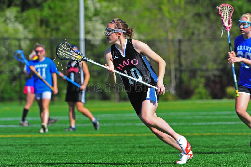 Young Girls Lacrosse Action at the Goal Editorial Image - Image of ...