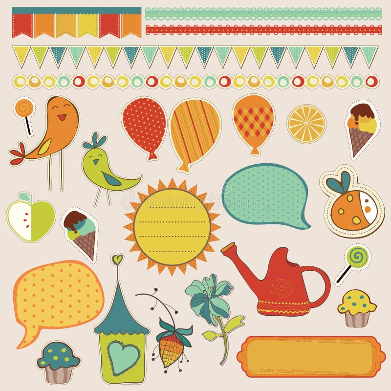 Girly Design Elements for Scrapbooking Stock Vector - Illustration of ...