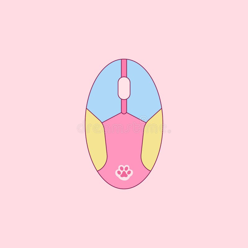 Girly Pink Computer Mouse with Cat Paw Vector Illustration Stock Vector ...