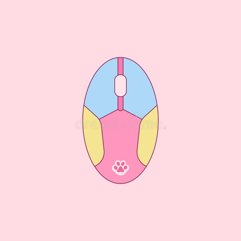 Girly Pink Computer Mouse with Cat Paw Vector Illustration Stock Vector ...
