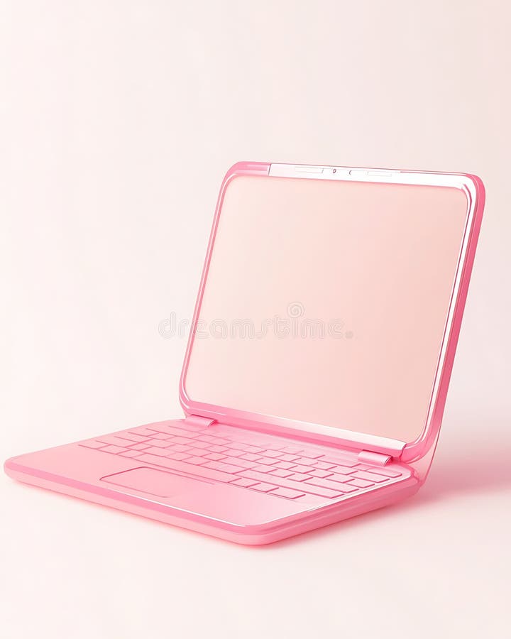 Girly Pink Laptop Cute 3d stock illustration. Illustration of teenager ...