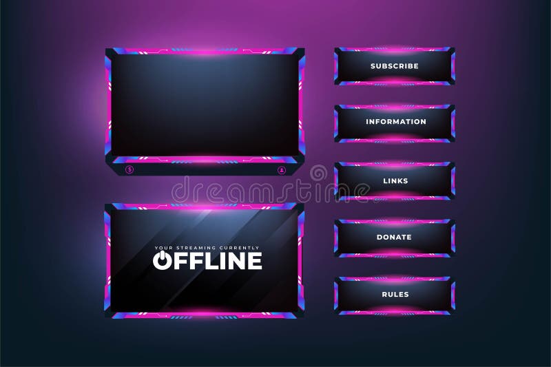 Girly Screen Overlay Vector with Pink and Dark Colors. Gaming Screen ...