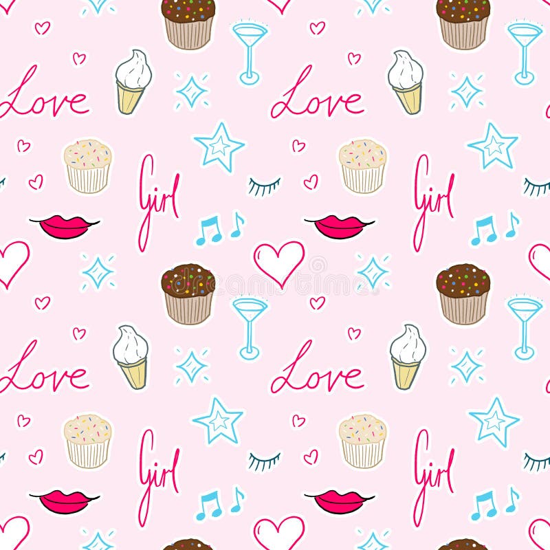 Girly vector texture stock illustration. Illustration of objects ...