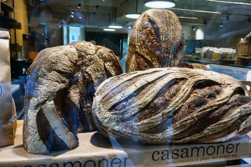 Girona, Spain, October 3, 2024: Artisan Bread Display in Bakery Window ...