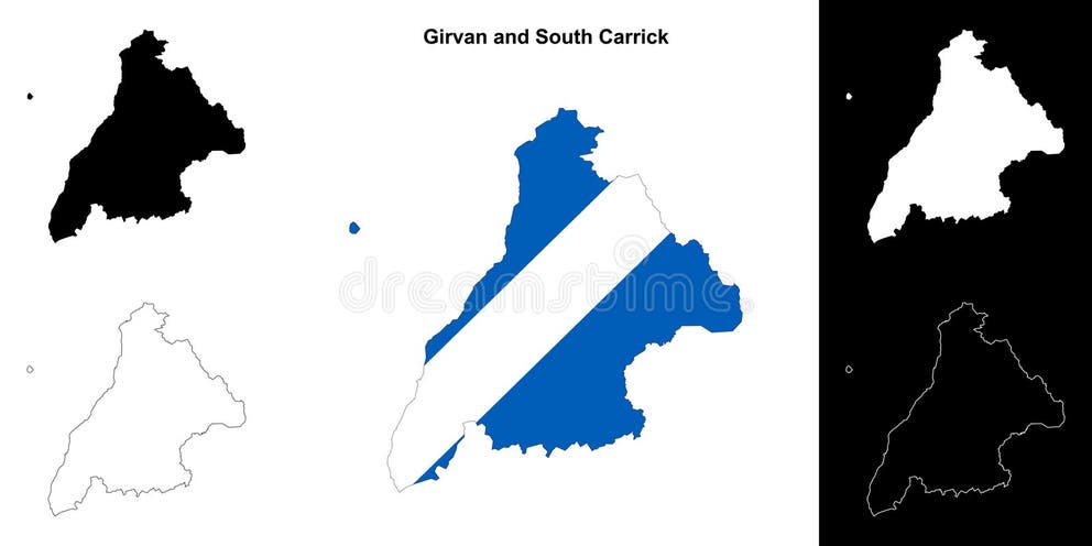 Girvan and South Carrick Outline Map Stock Vector - Illustration of ...