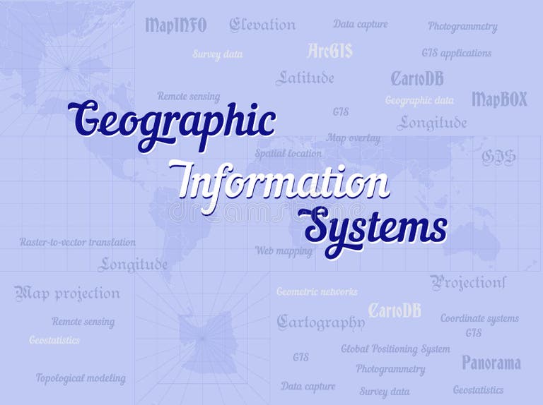 Geographic Information System Banner with Lettering. Vector. Light ...