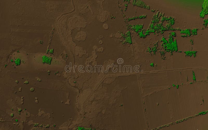 Elevation Model of a Swamp Area with a Ditches Stock Illustration ...