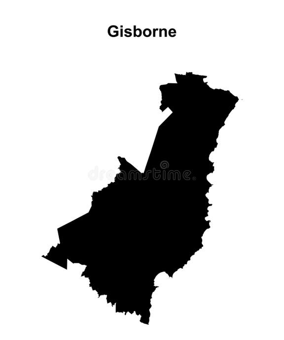 Gisborne outline map stock vector. Illustration of council - 360614329