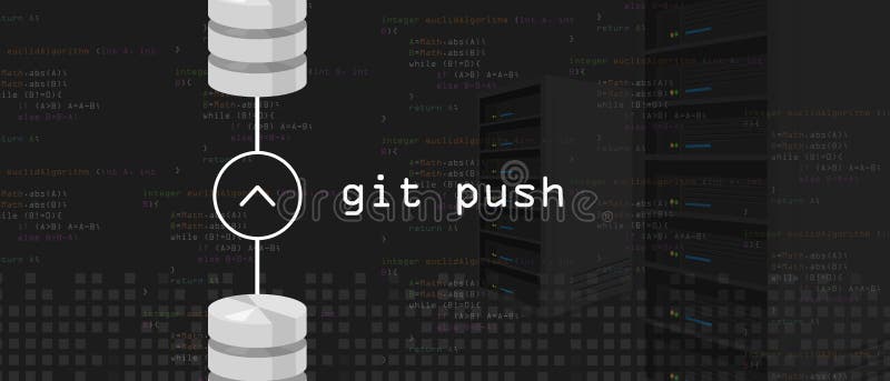 Git Push Request Programming Coding Server And Database Stock Vector Illustration Of