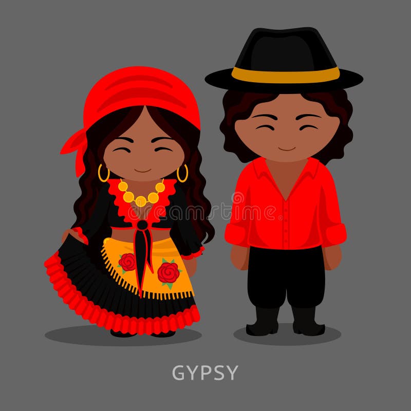 Gitans Dans Le Costume Traditionnel Romany Illustration de Vecteur ...