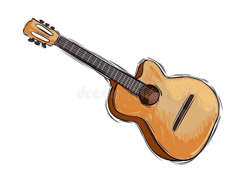 Gitara rysunek ilustracja wektor. Ilustracja złożonej z retro - 53937587