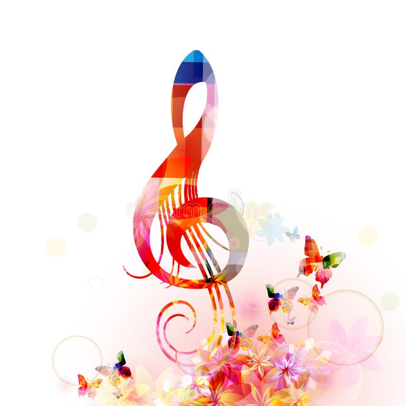 Colorful Music Promotional Poster with G-clef Isolated Vector ...