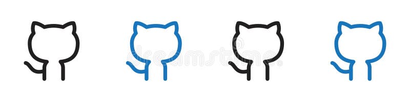 Github Icon Vector Set Outline Stock Illustration - Illustration of ...