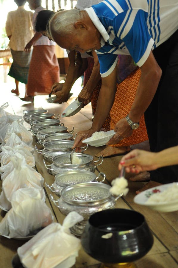 Give Alms To a Buddhist Monk Editorial Image - Image of alms, buddhist ...