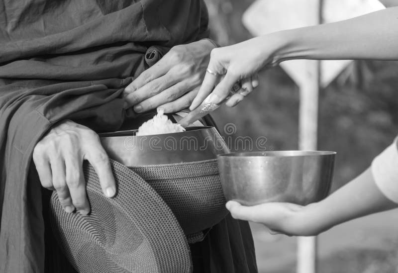 Give Alms To a Buddhist Monk Stock Image - Image of culture, religion ...