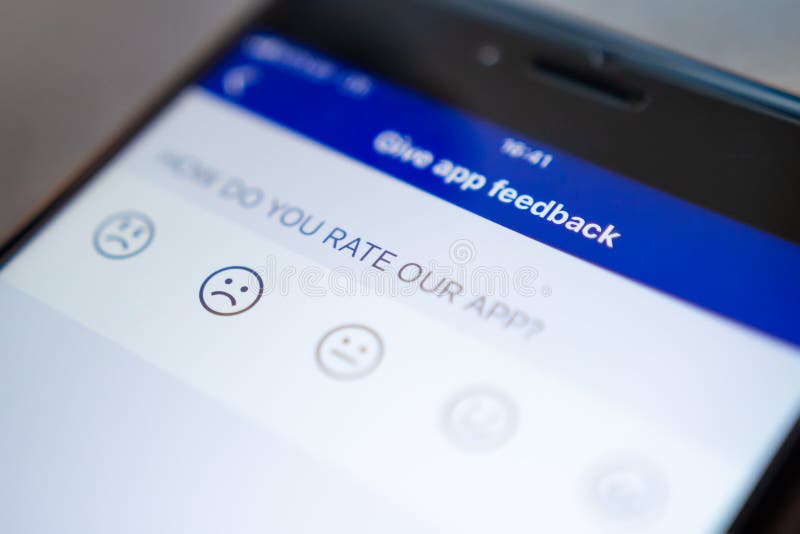 Give App Feedback on Phone Screen Stock Image - Image of screen ...