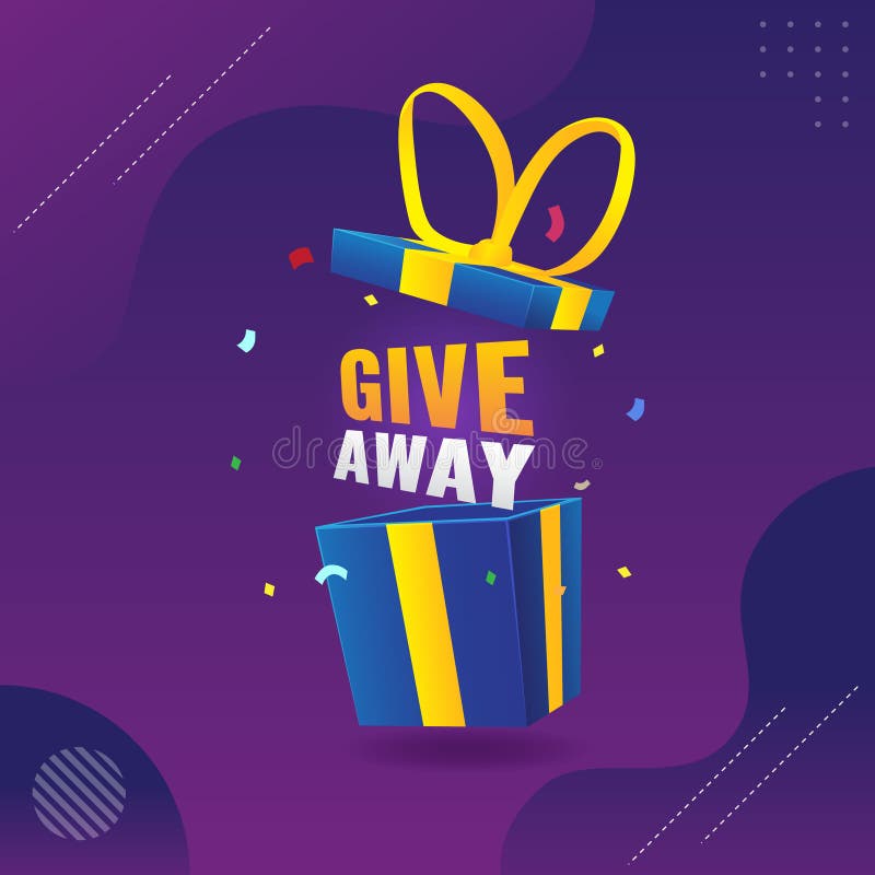Give Away Poster Template for Social Media Post with Blue Gift Stock ...