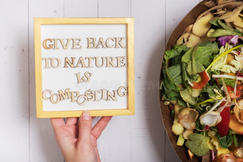 Give Back To Nature is Composting Motivation Text with Organic Garbage ...