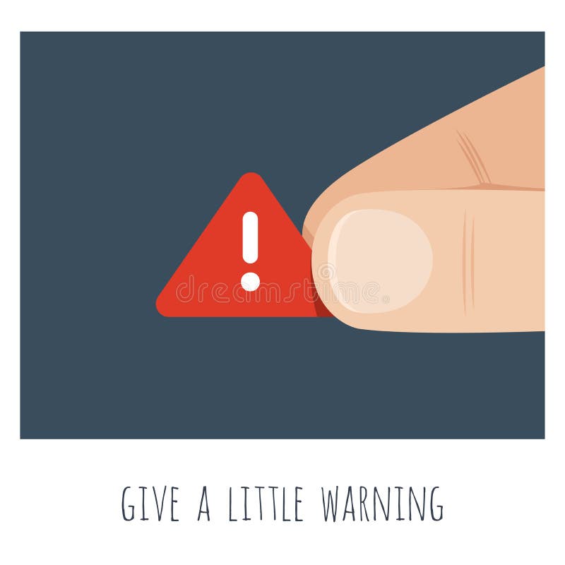 Give a Little Warning. a Big Hand with a Small Sign of Warning Stock ...
