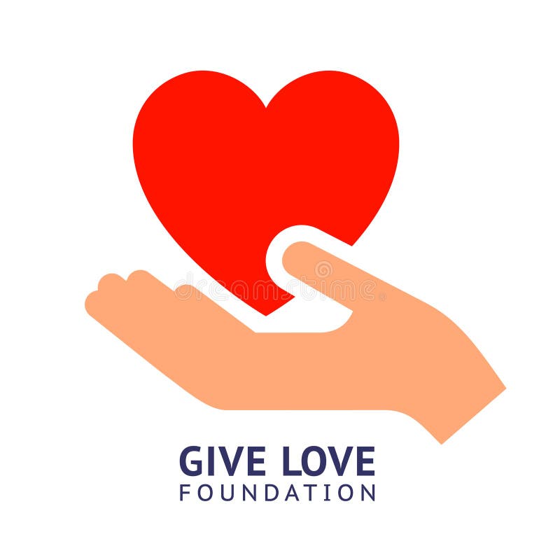 Give Love Banner, Hand Gesture with Heart Stock Vector - Illustration ...