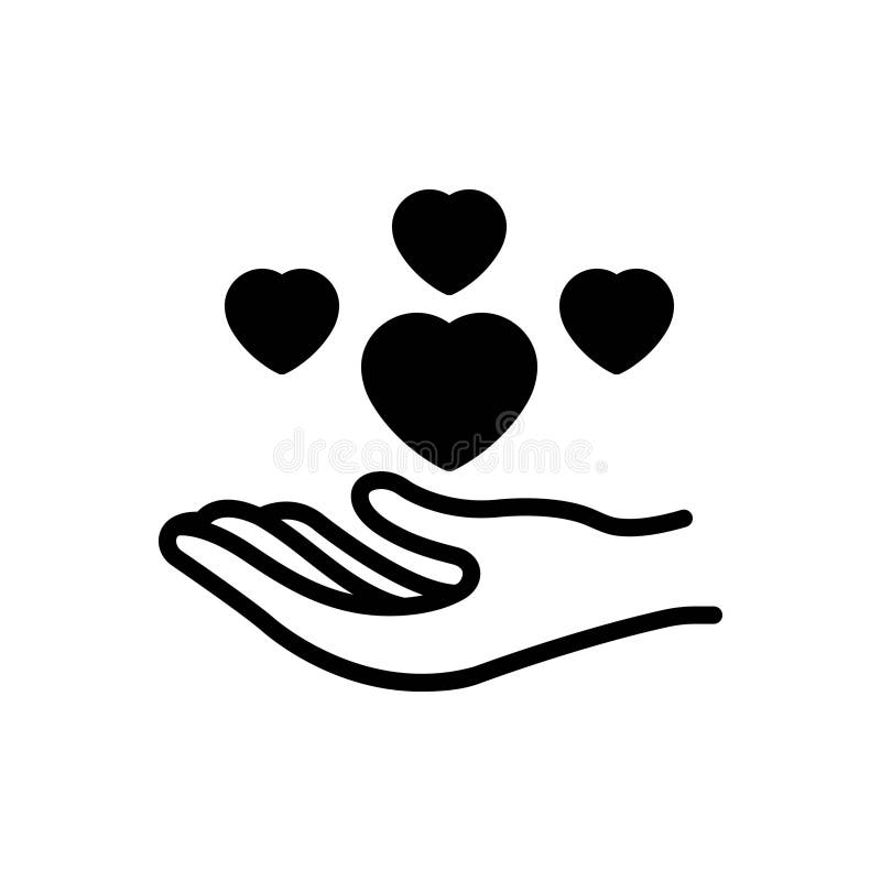 Black Solid Icon for Give Love, Give and Affection Stock Illustration ...