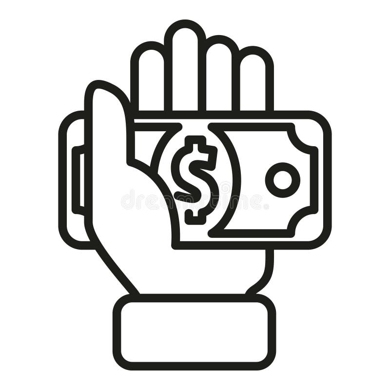Give Money Icon Outline . Work Benefit Stock Illustration ...