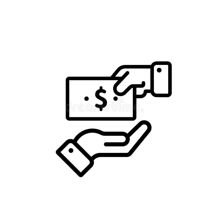 Give Money Outline Icon. Payment with Money Stock Vector - Illustration ...