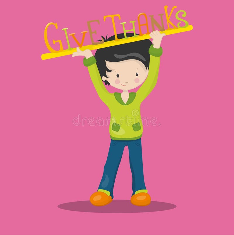Give thanks boy GT=35 stock vector. Illustration of give - 198987085